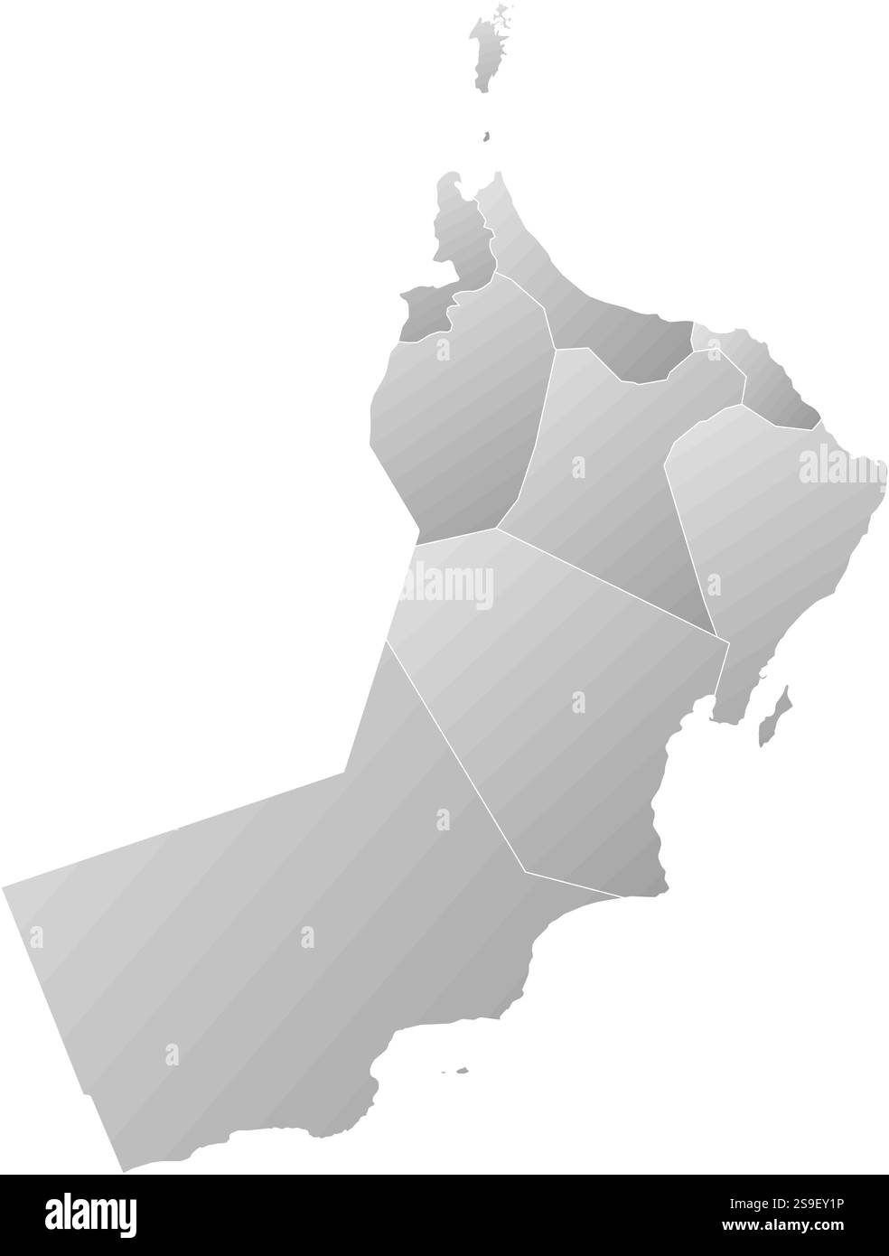 Map of Oman with the provinces, filled with a linear gradient Stock ...