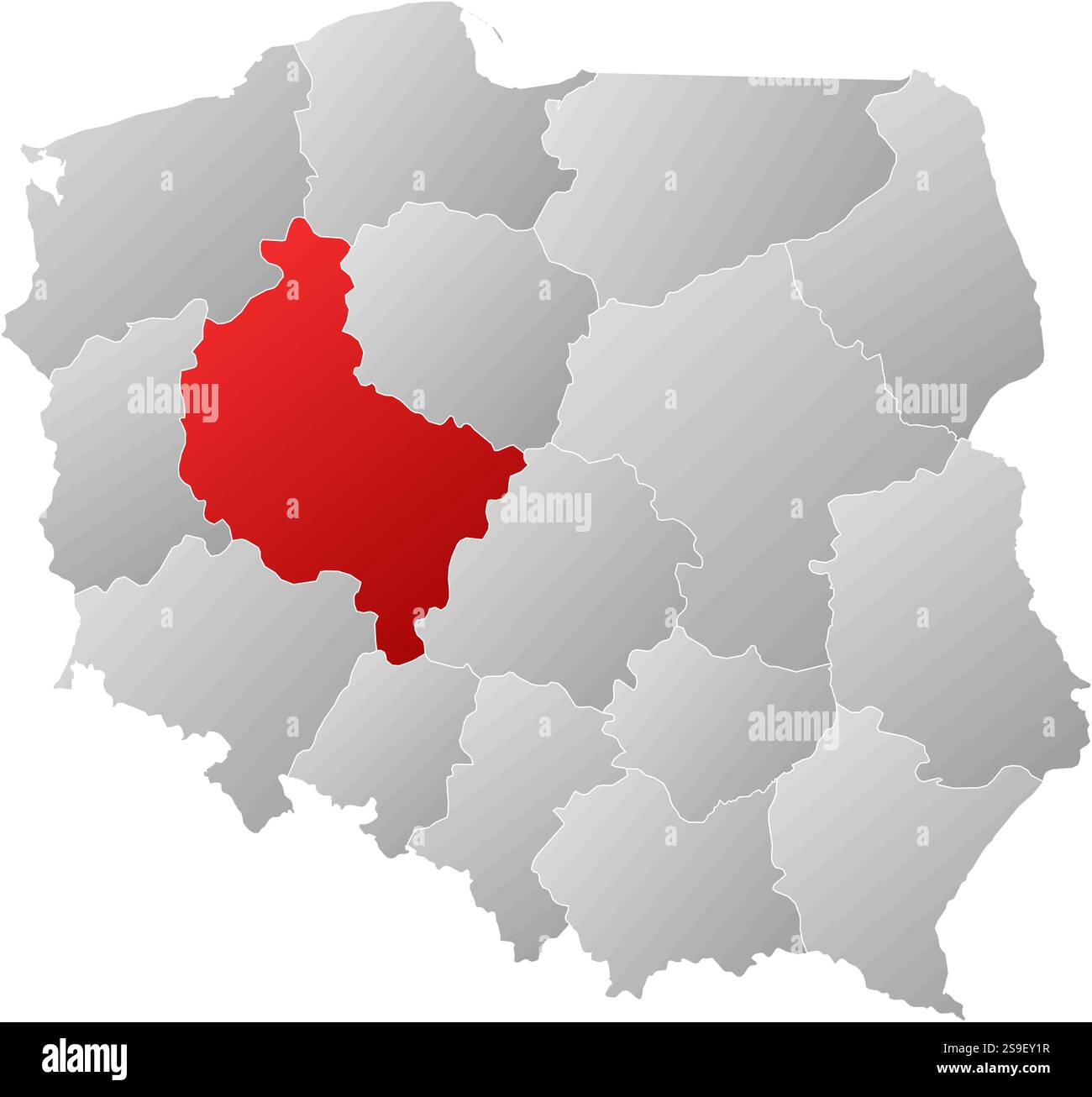 Map of Poland with the provinces, filled with a linear gradient ...