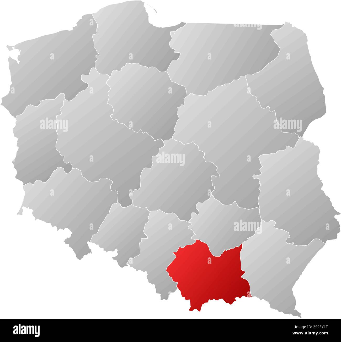 Map of Poland with the provinces, filled with a linear gradient, Lesser ...