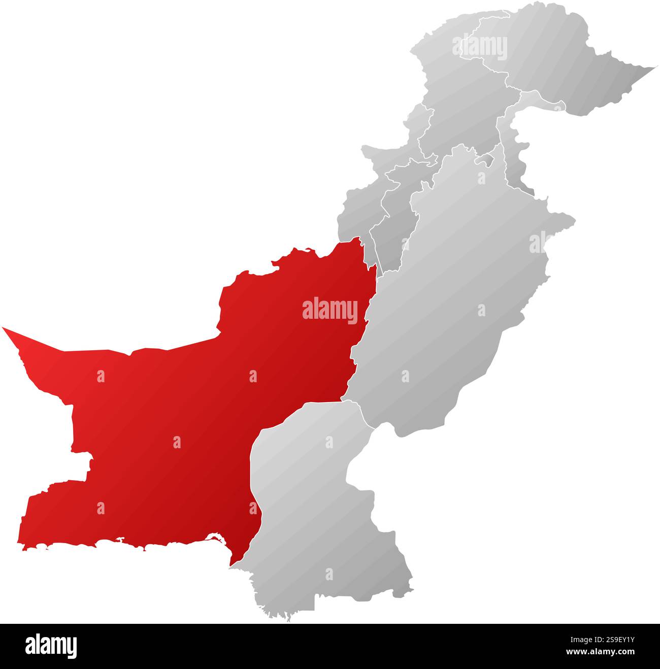 Map of Pakistan with the provinces, filled with a linear gradient ...