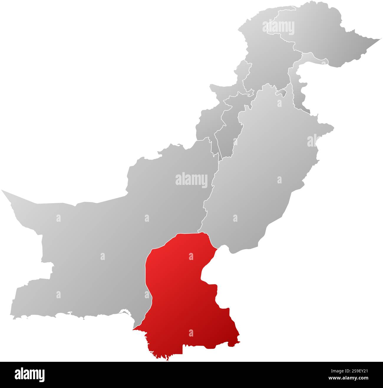 Map of Pakistan with the provinces, filled with a linear gradient ...