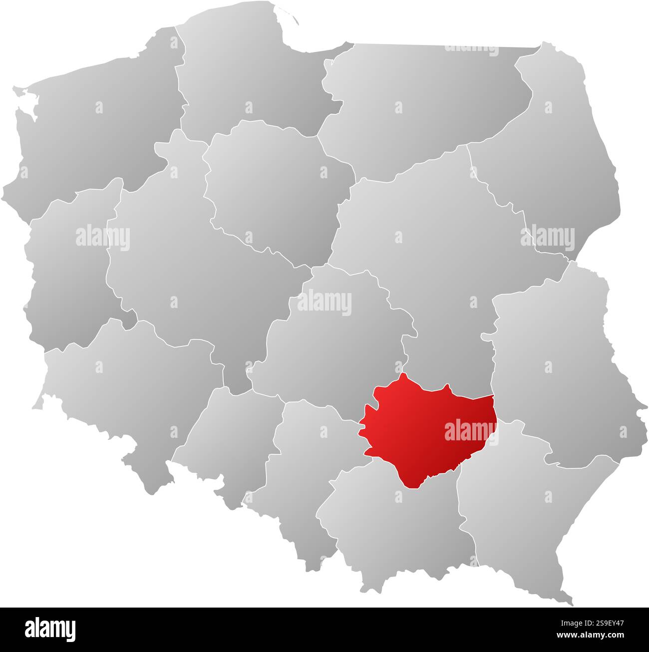 Map of Poland with the provinces, filled with a linear gradient ...