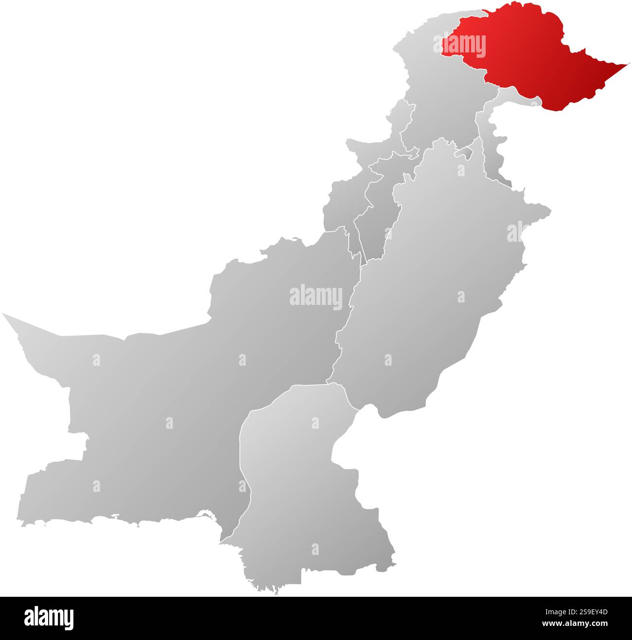 Map of Pakistan with the provinces, filled with a linear gradient ...