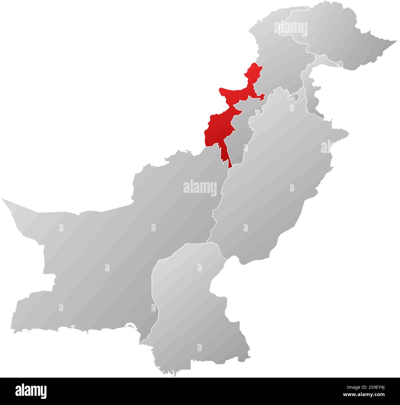 Map of Pakistan with the provinces, filled with a linear gradient ...