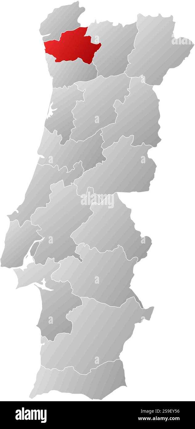 Map of Portugal with the provinces, filled with a linear gradient ...