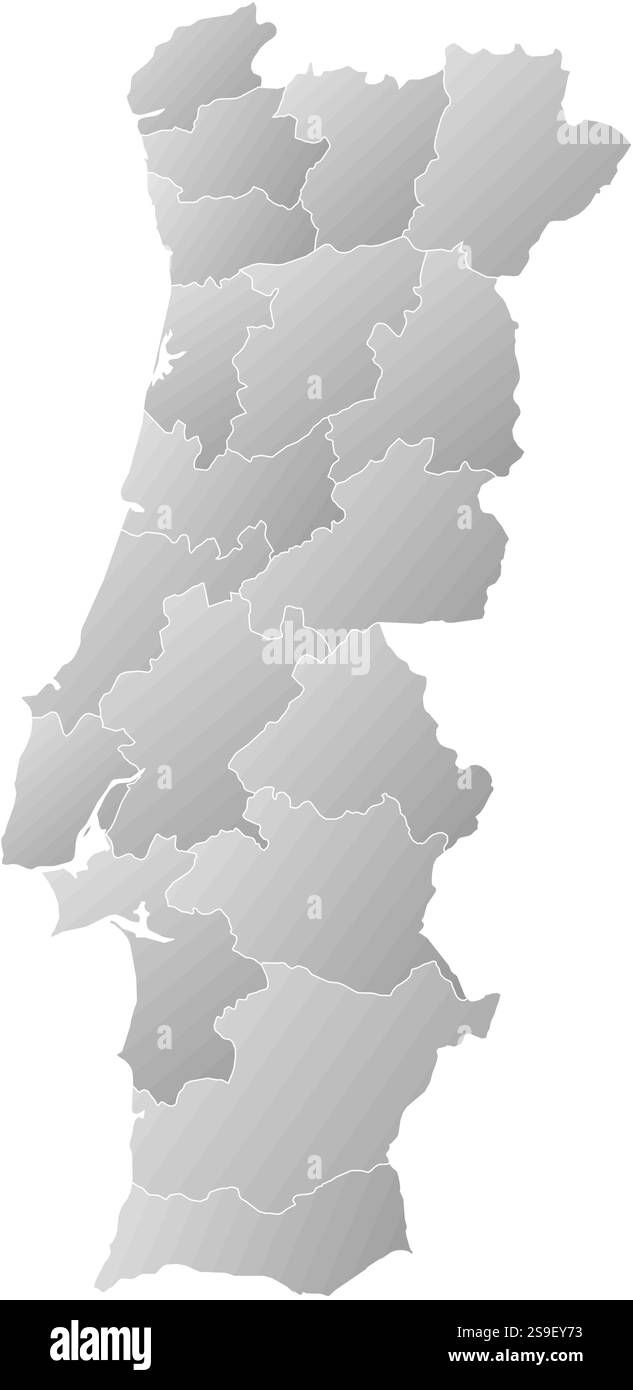 Map of Portugal with the provinces, filled with a linear gradient Stock ...