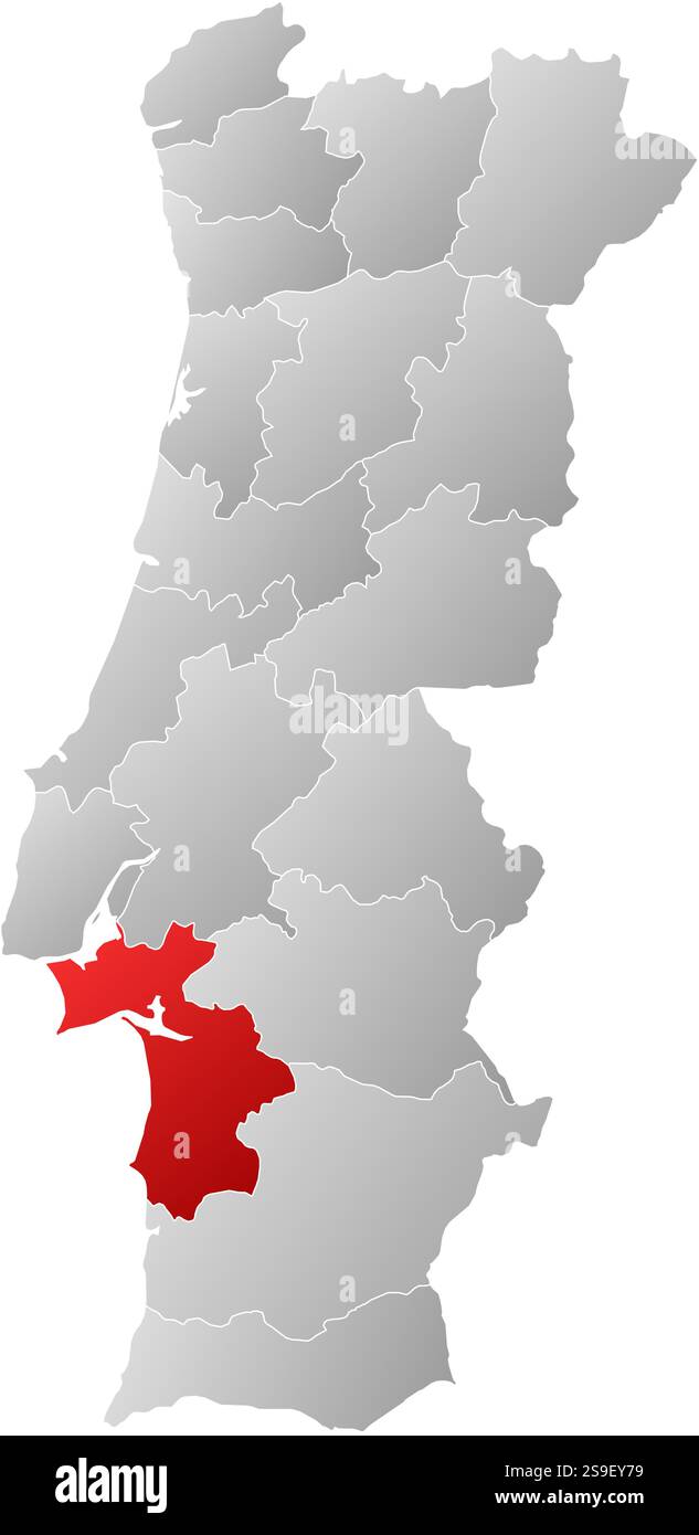 Map of Portugal with the provinces, filled with a linear gradient ...