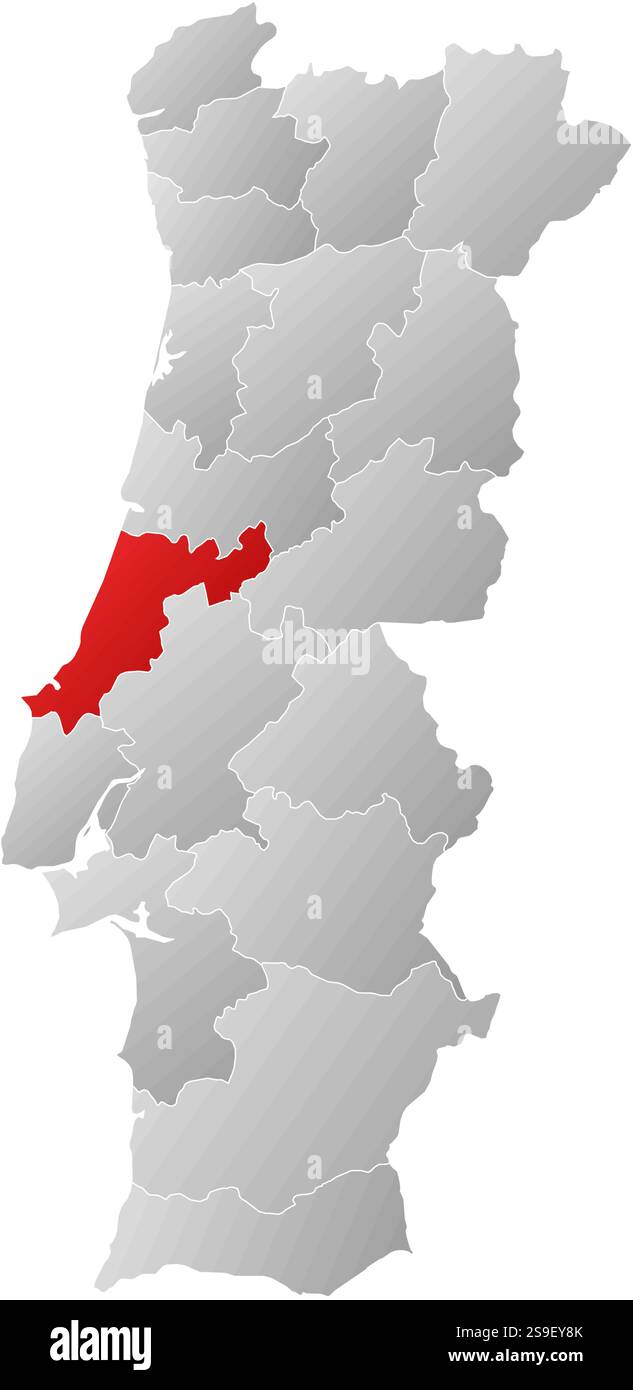 Map of Portugal with the provinces, filled with a linear gradient ...