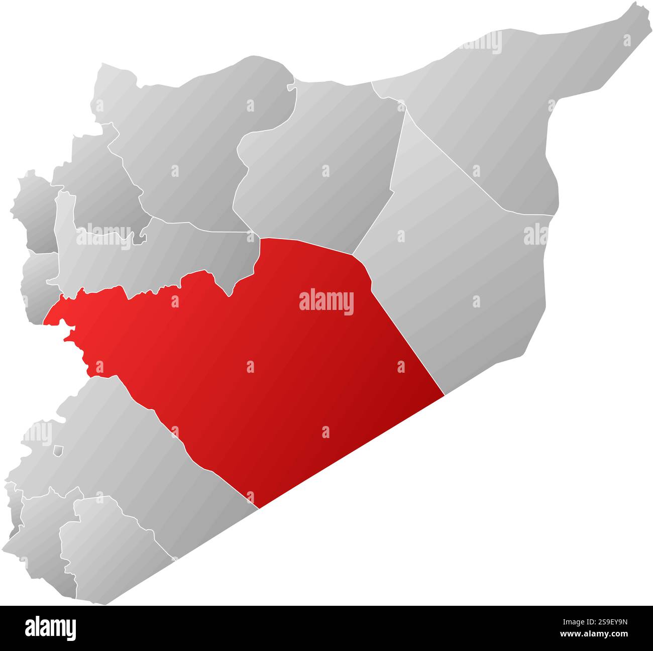 Map of Syria with the provinces, filled with a linear gradient, Homs is ...