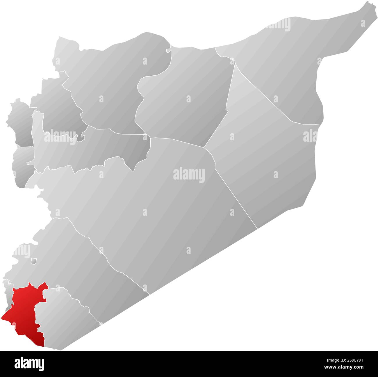 Map of Syria with the provinces, filled with a linear gradient, Daraa ...