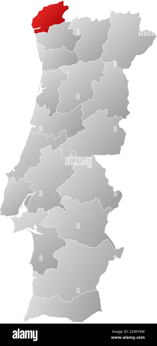 Map of Portugal with the provinces, filled with a linear gradient ...