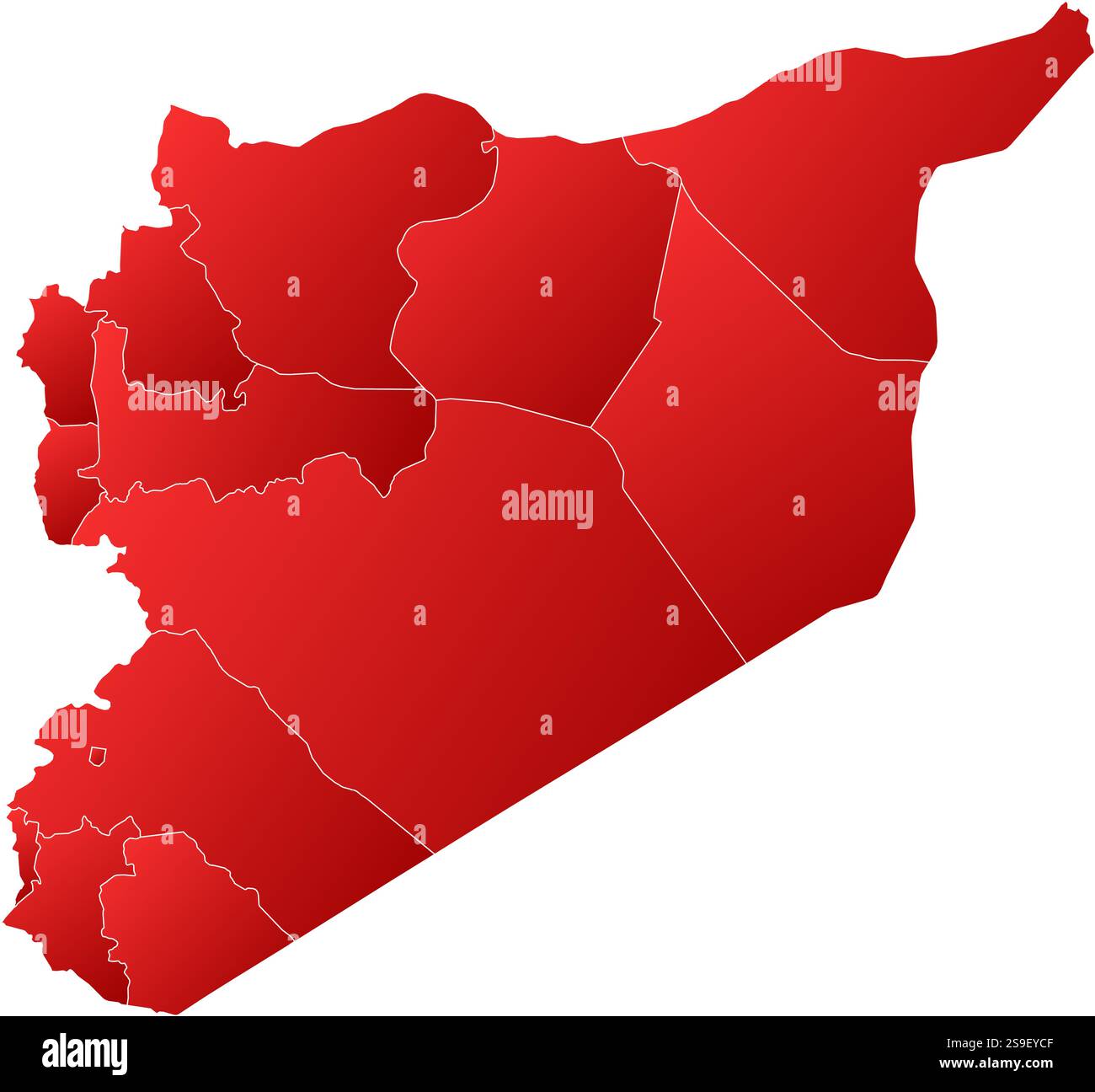 Map of Syria with the provinces, filled with a linear gradient Stock ...