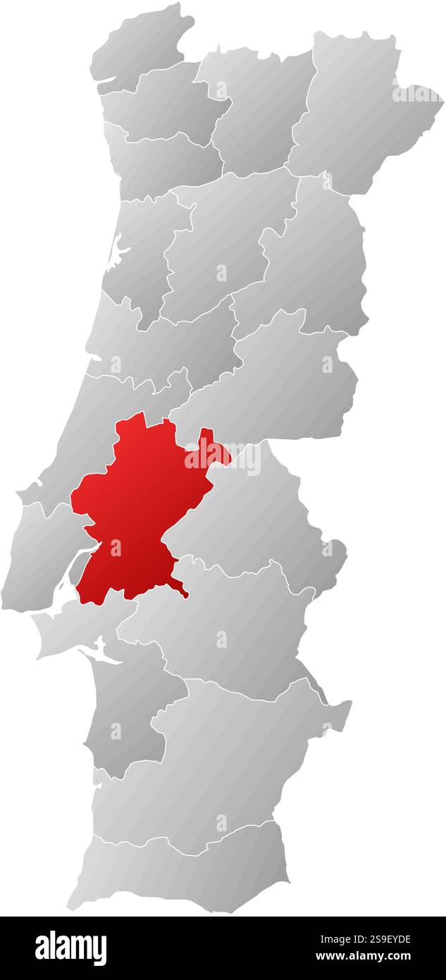 Map of Portugal with the provinces, filled with a linear gradient ...