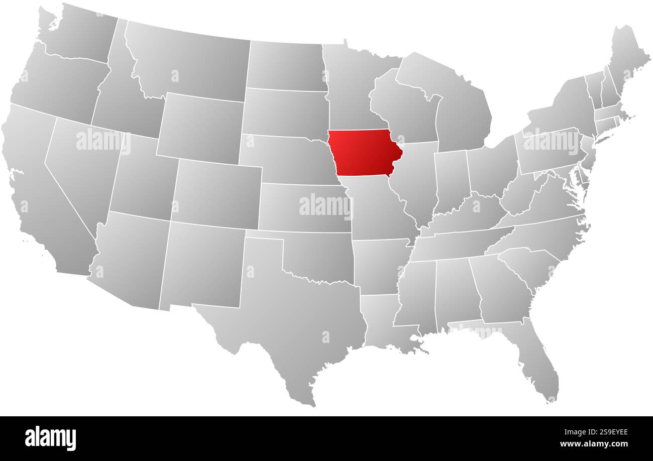 Map of United States with the provinces, filled with a linear gradient ...