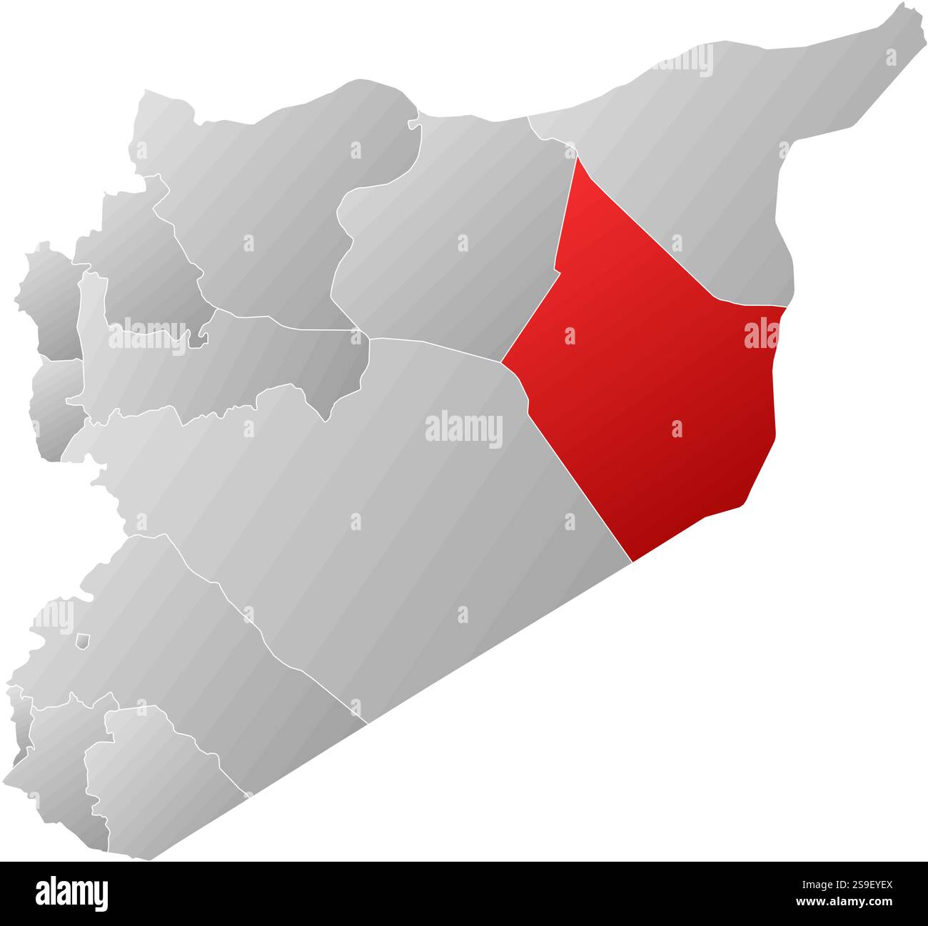 Map of Syria with the provinces, filled with a linear gradient, Deir ez ...