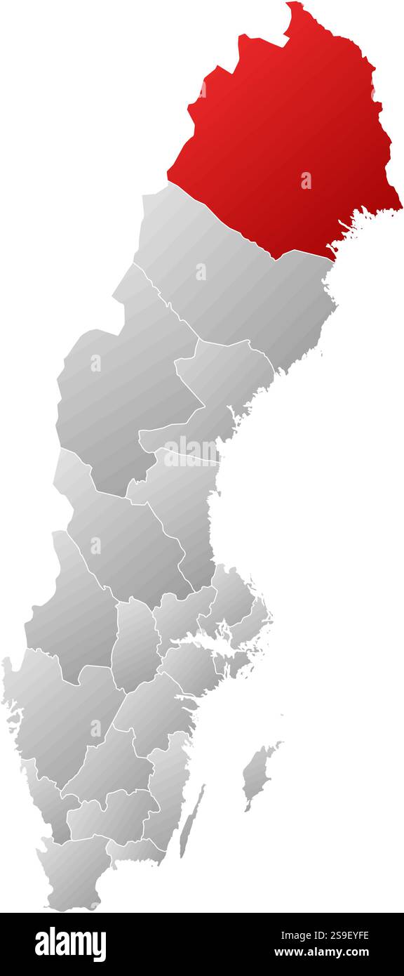 Map of Sweden with the provinces, filled with a linear gradient ...