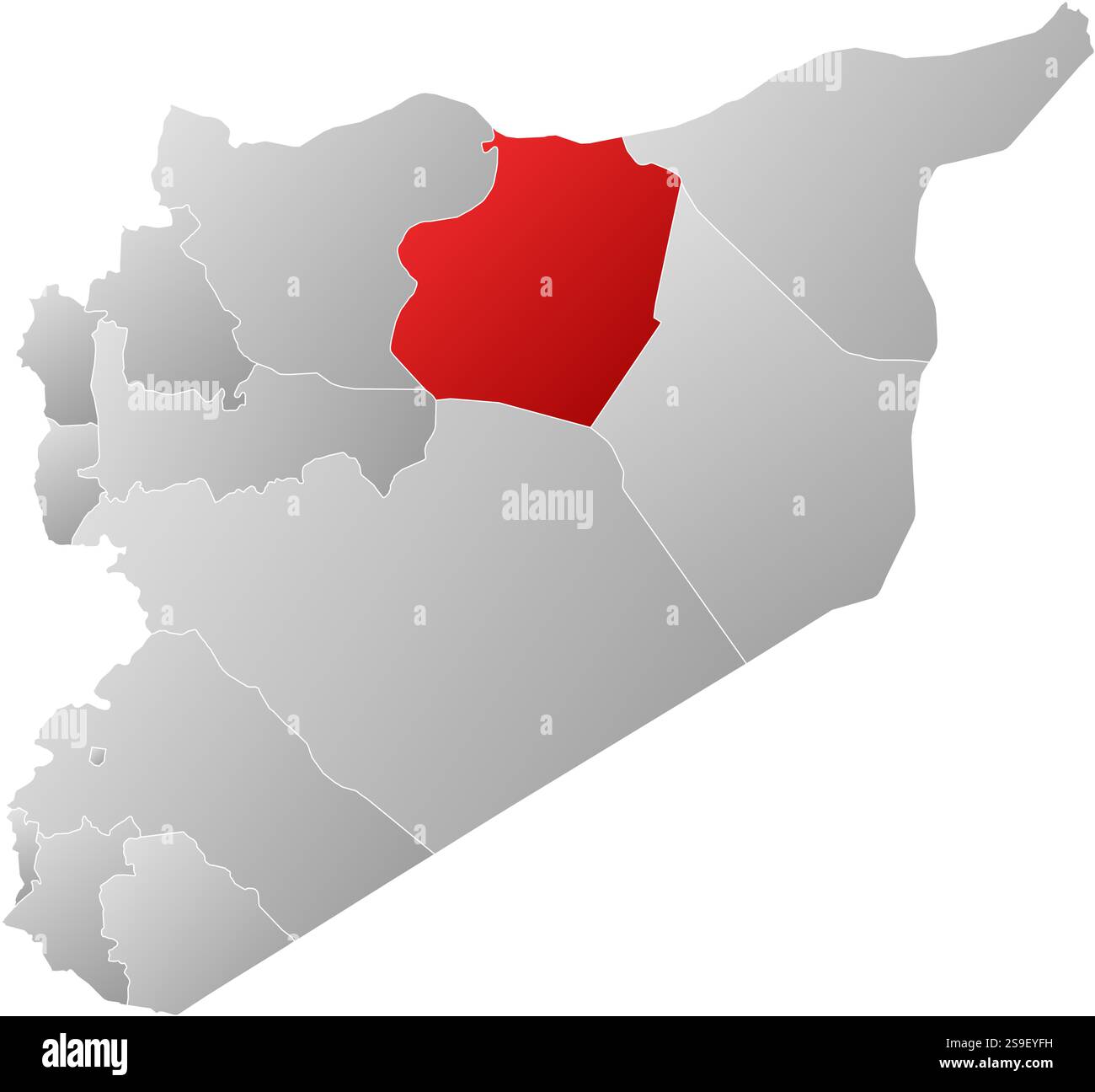 Map of Syria with the provinces, filled with a linear gradient, Ar ...