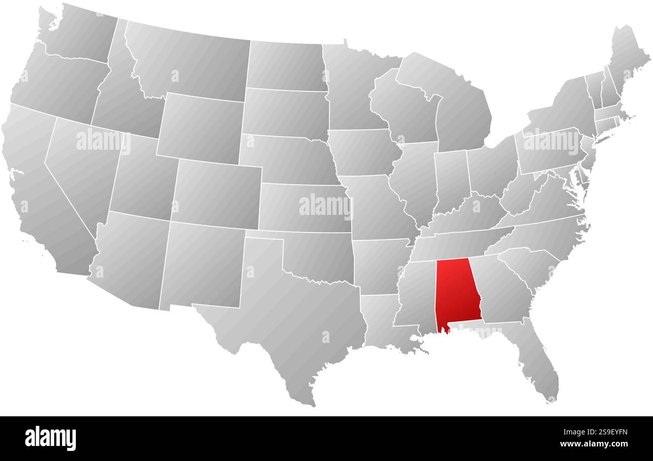 Map of United States with the provinces, filled with a linear gradient ...