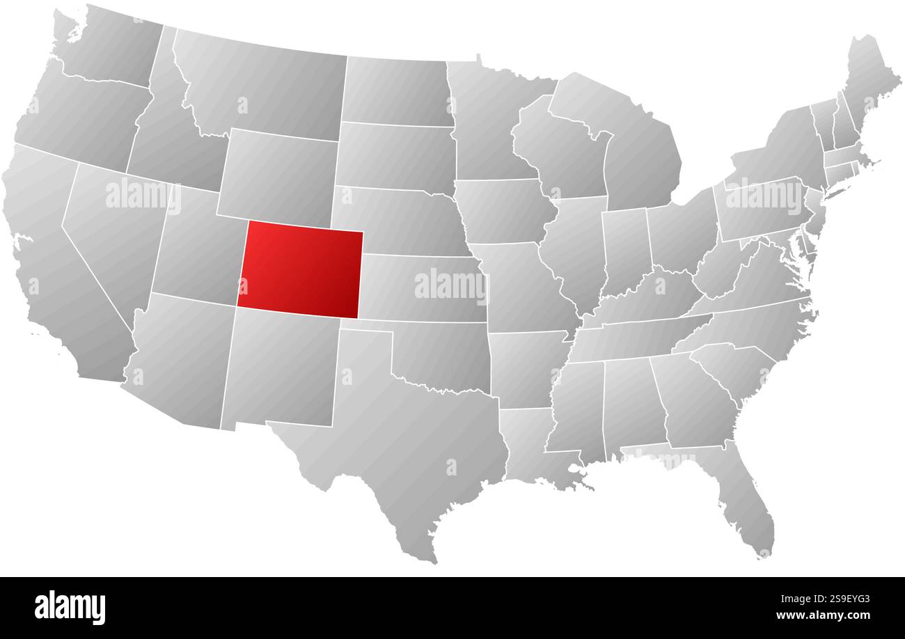 Map of United States with the provinces, filled with a linear gradient ...