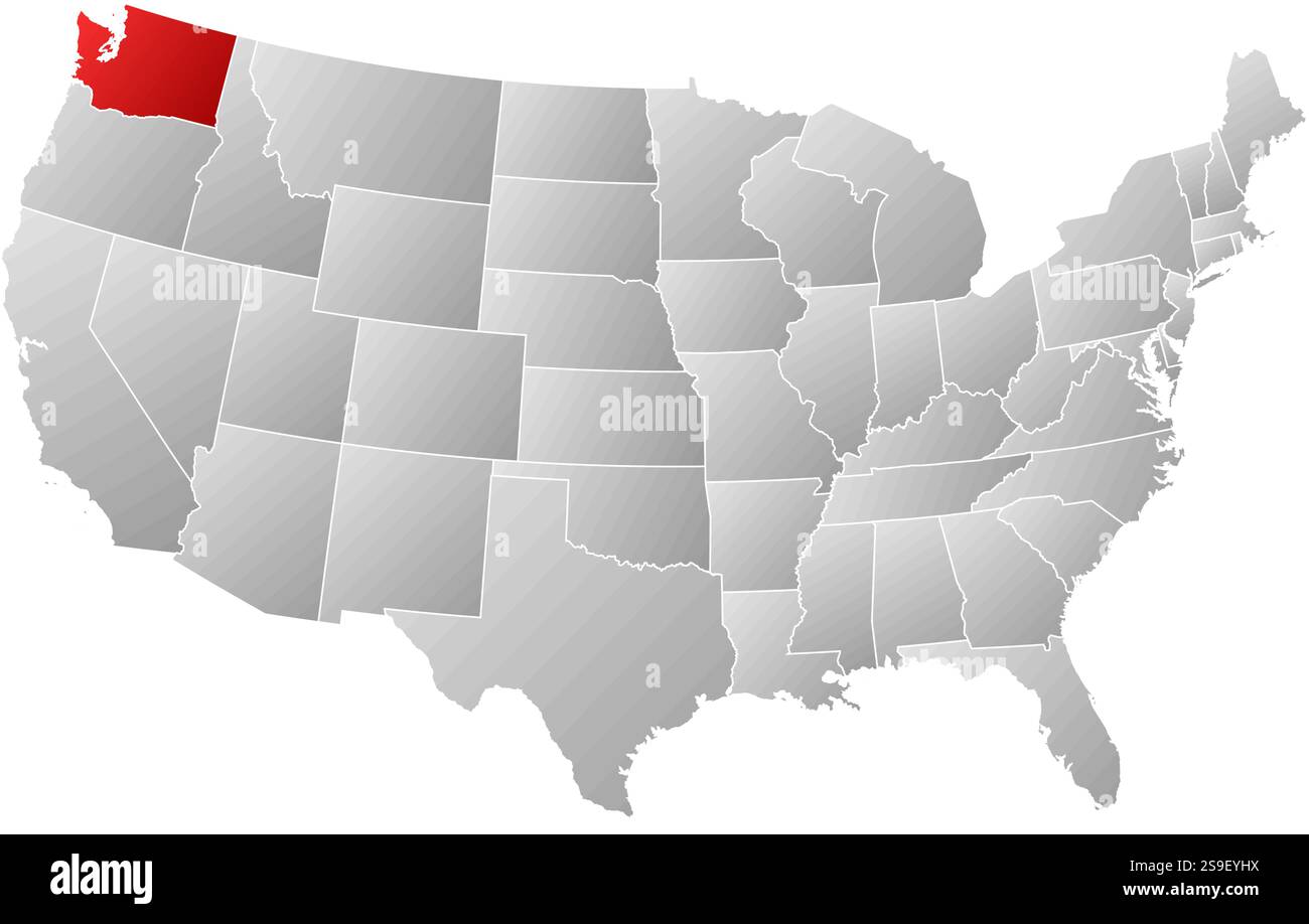 Map of United States with the provinces, filled with a linear gradient ...