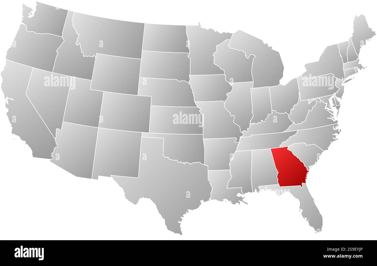 Map of United States with the provinces, filled with a linear gradient ...