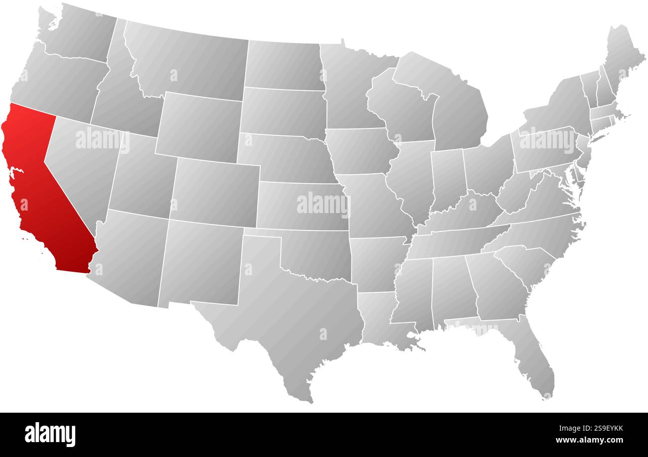 Map of United States with the provinces, filled with a linear gradient ...