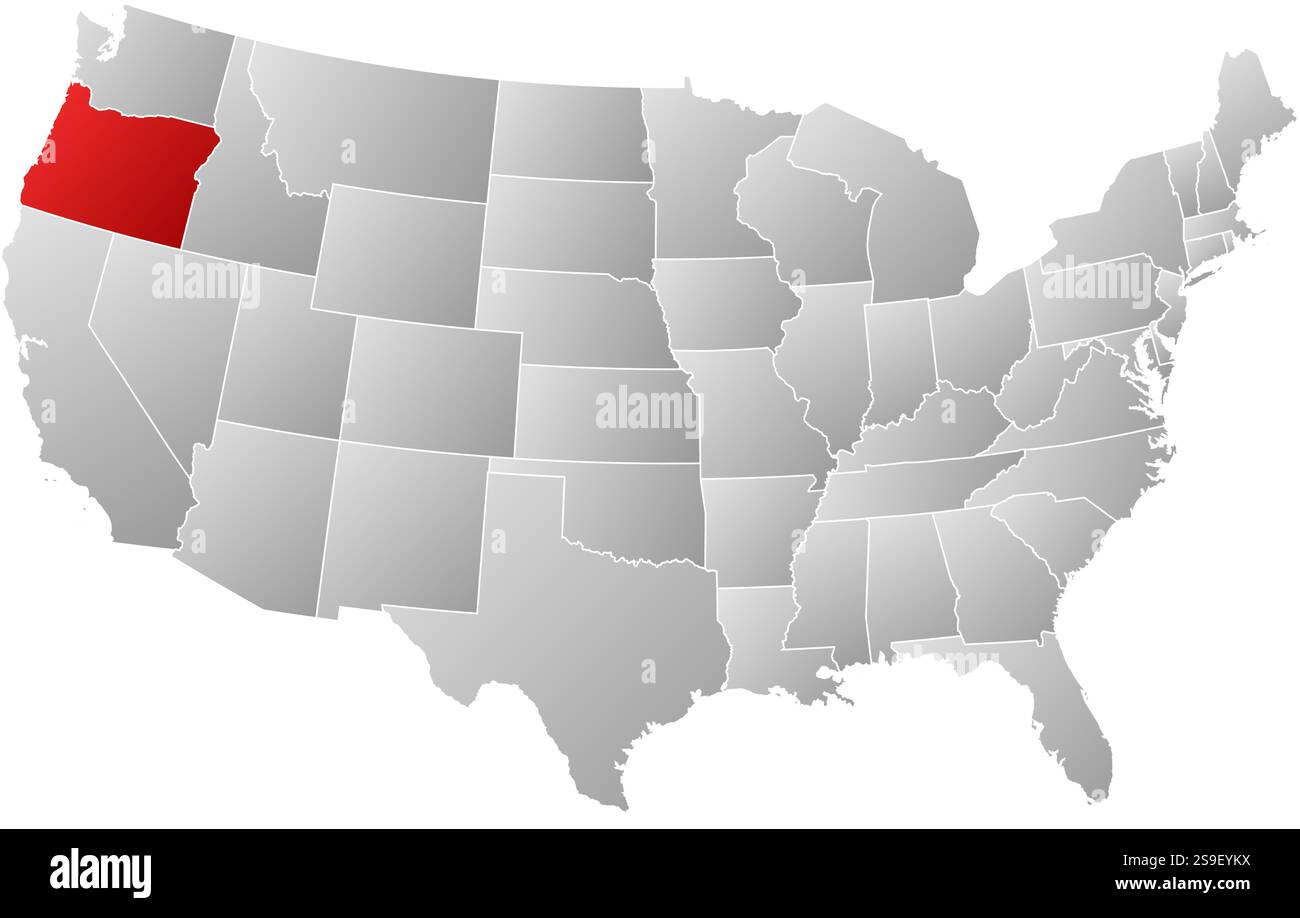 Map of United States with the provinces, filled with a linear gradient ...