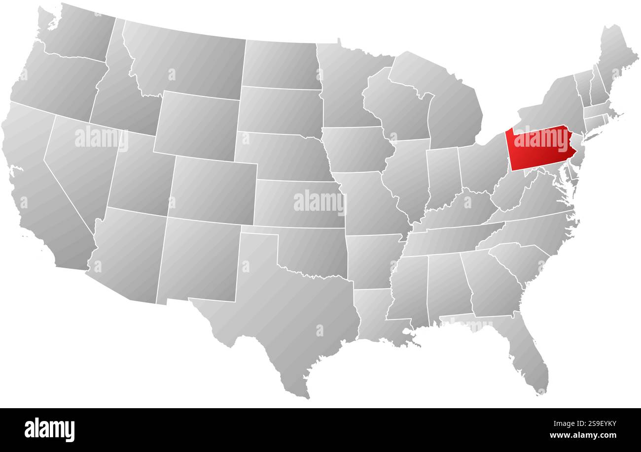Map of United States with the provinces, filled with a linear gradient ...