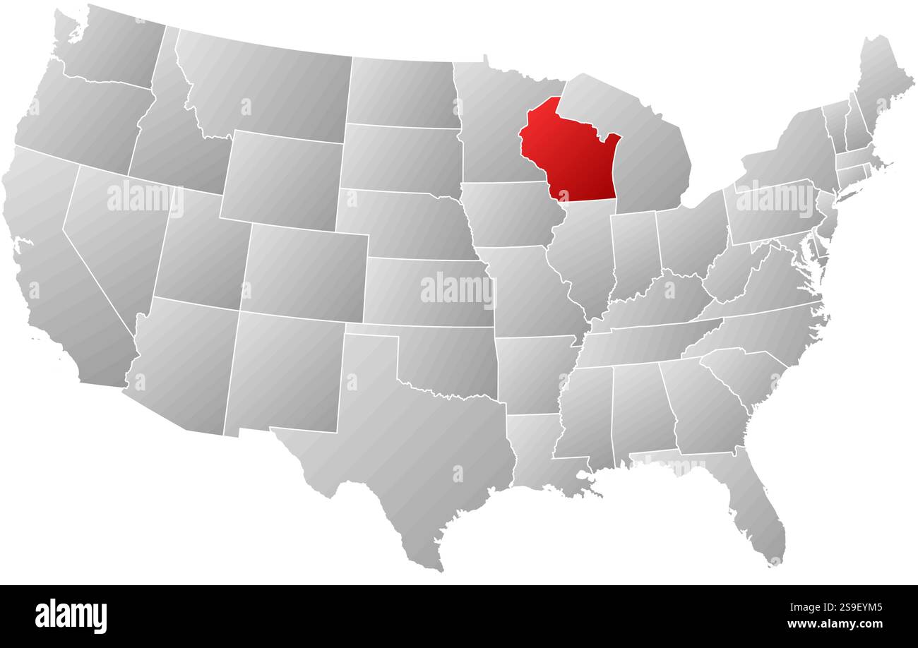Map of United States with the provinces, filled with a linear gradient ...