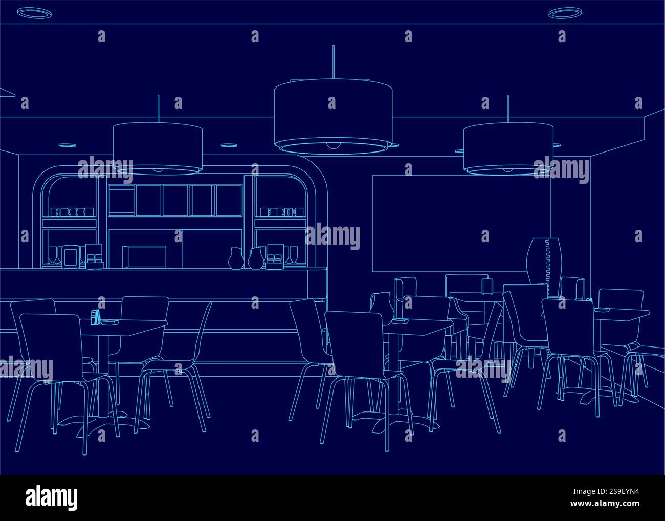 Empty chairs tables cafe Stock Vector Images - Alamy