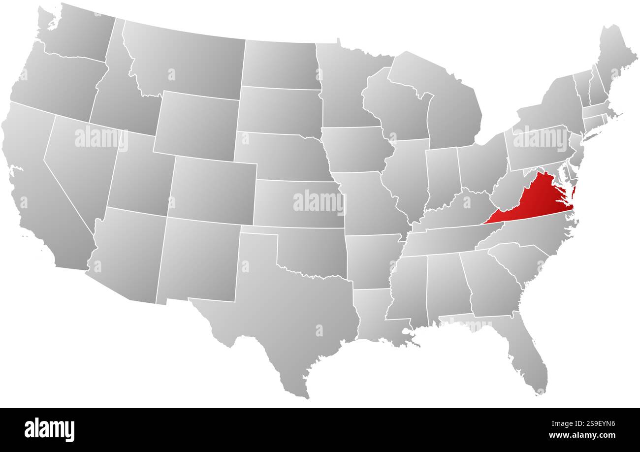 Map of United States with the provinces, filled with a linear gradient ...