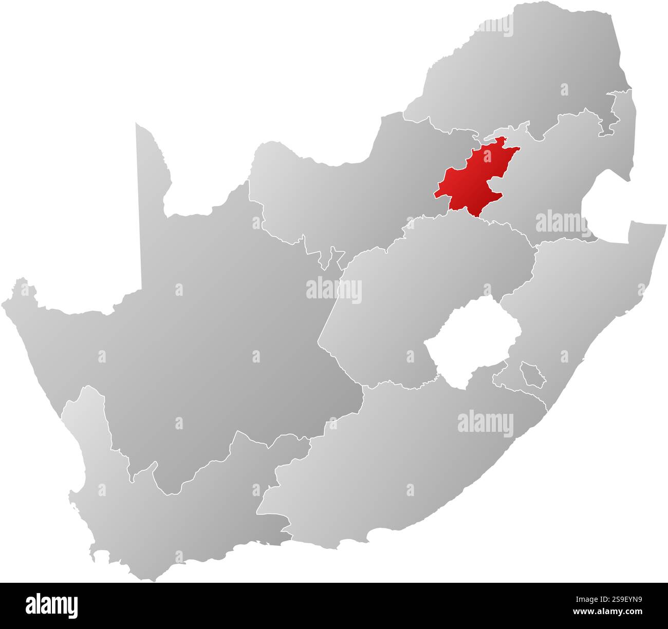 Map of South Africa with the provinces, filled with a linear gradient ...