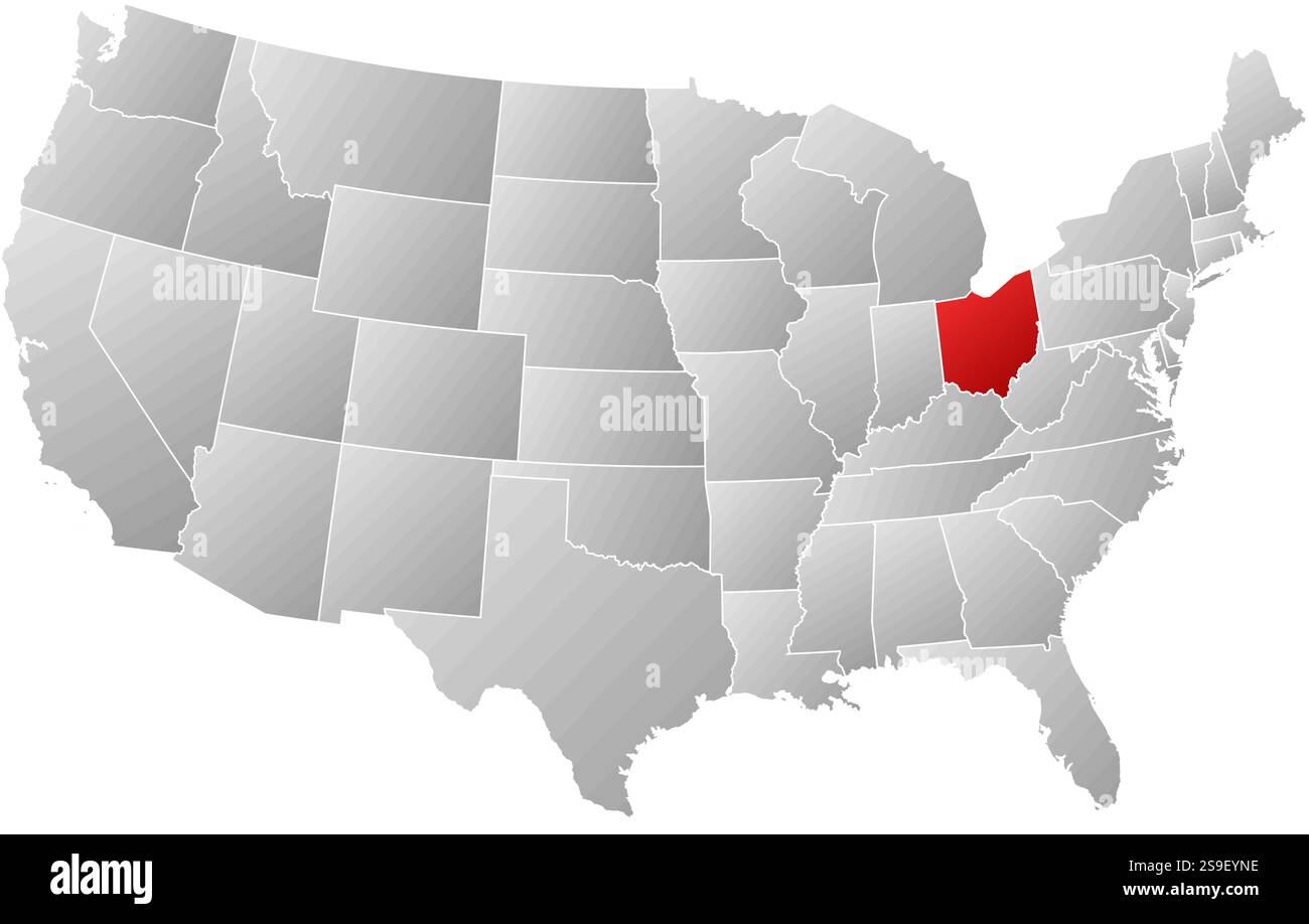 Map of United States with the provinces, filled with a linear gradient ...