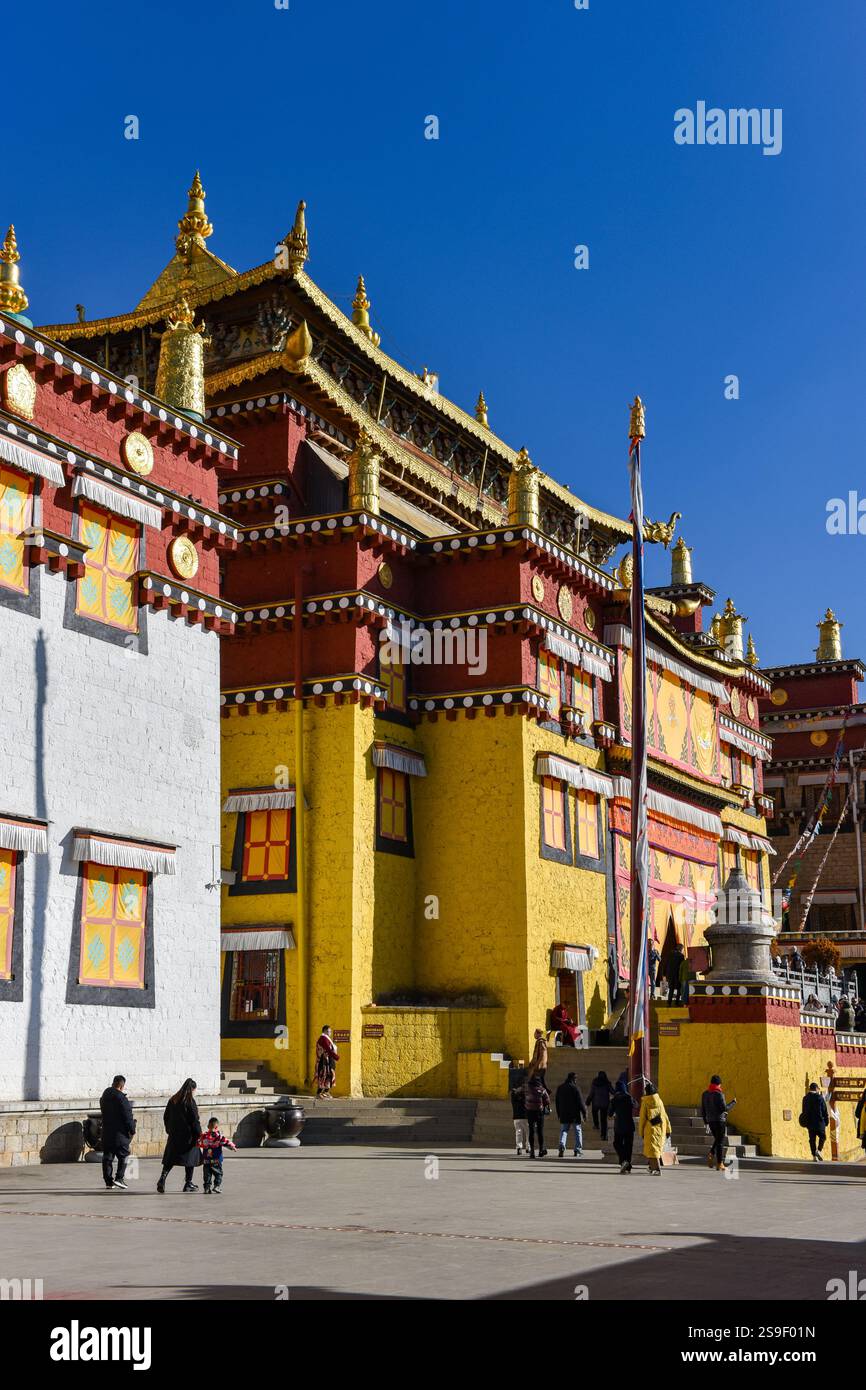 Vibrant colours of the main hall and surrounding buldings basking in ...