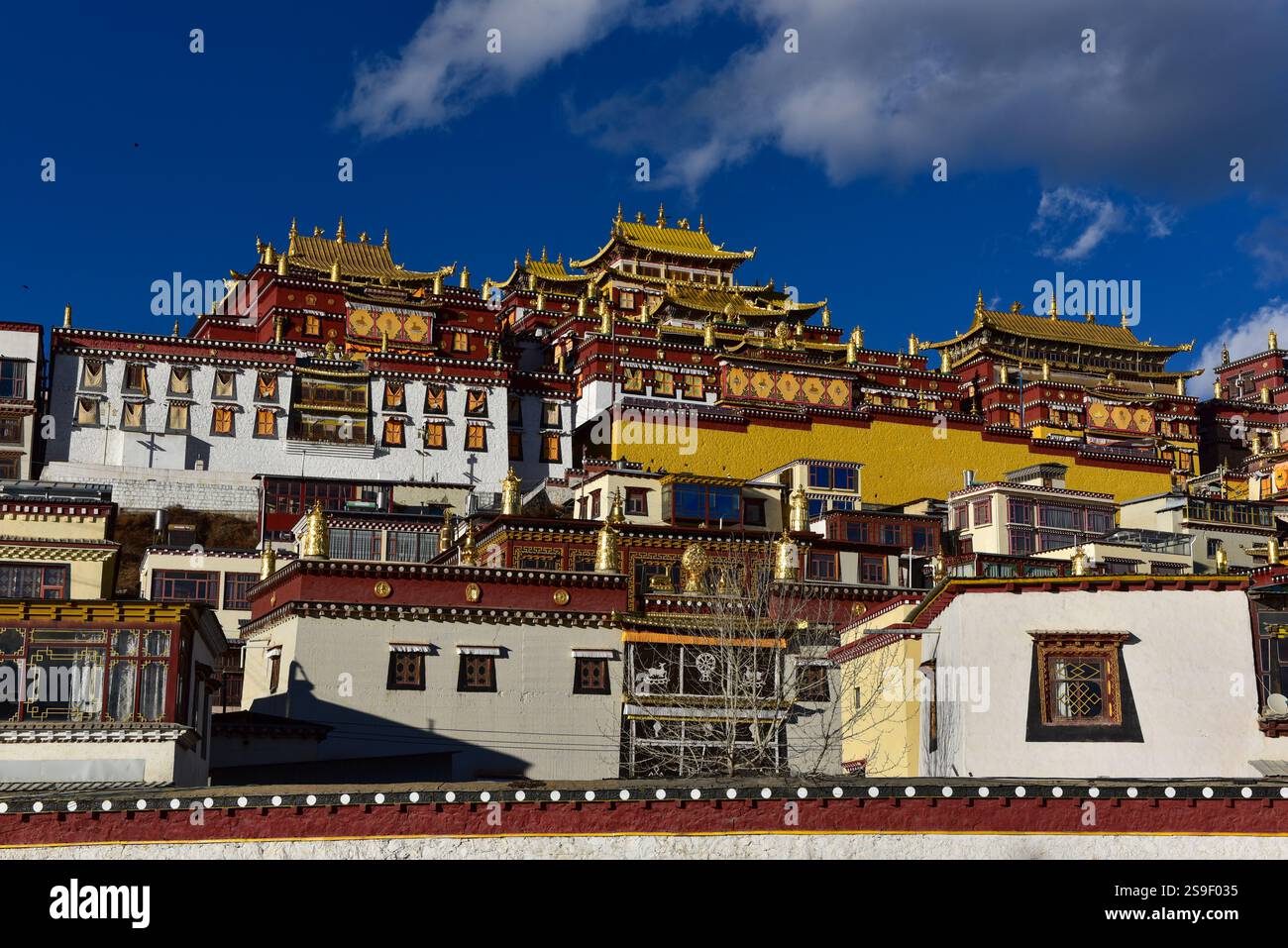 Exterior of the Ganden Sumtsenling Monastery aka Little Potala Palace ...