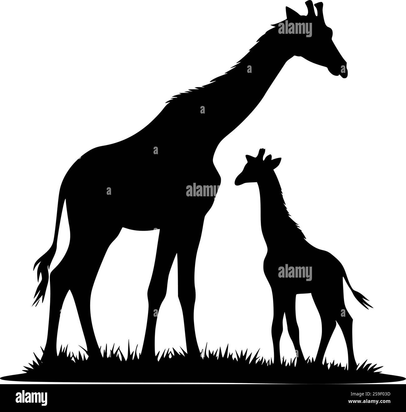 Giraffe and calf silhouette perfect for safari-themed crafts, wildlife ...