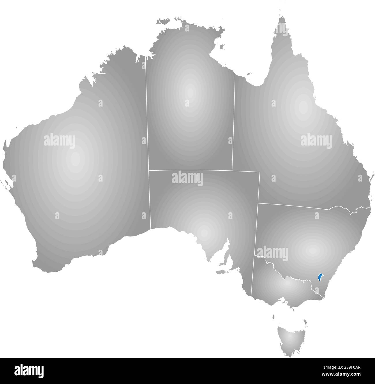 Map of Australia with the provinces, filled with a radial gradient ...