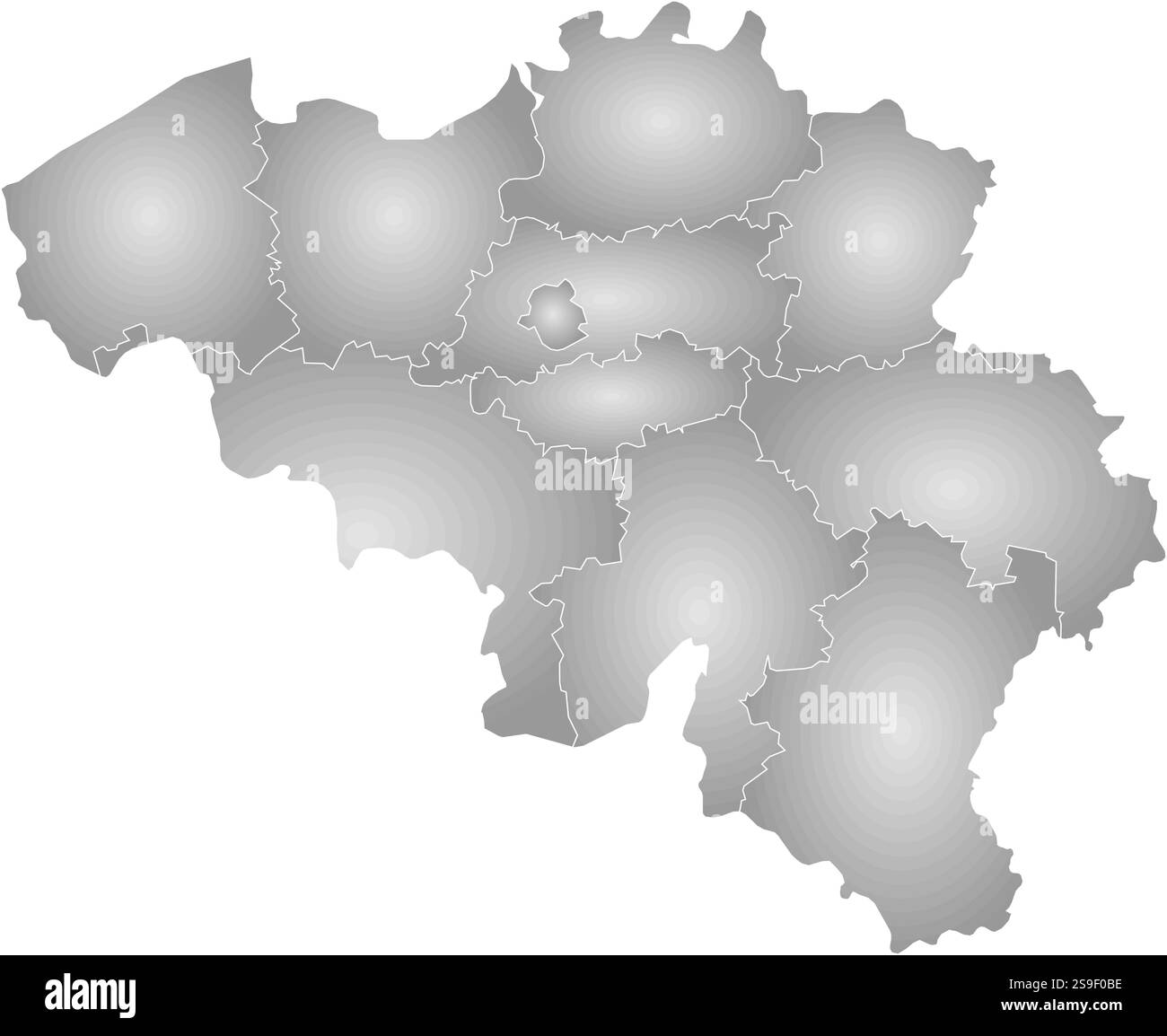 Map of Belgium with the provinces, filled with a radial gradient Stock ...