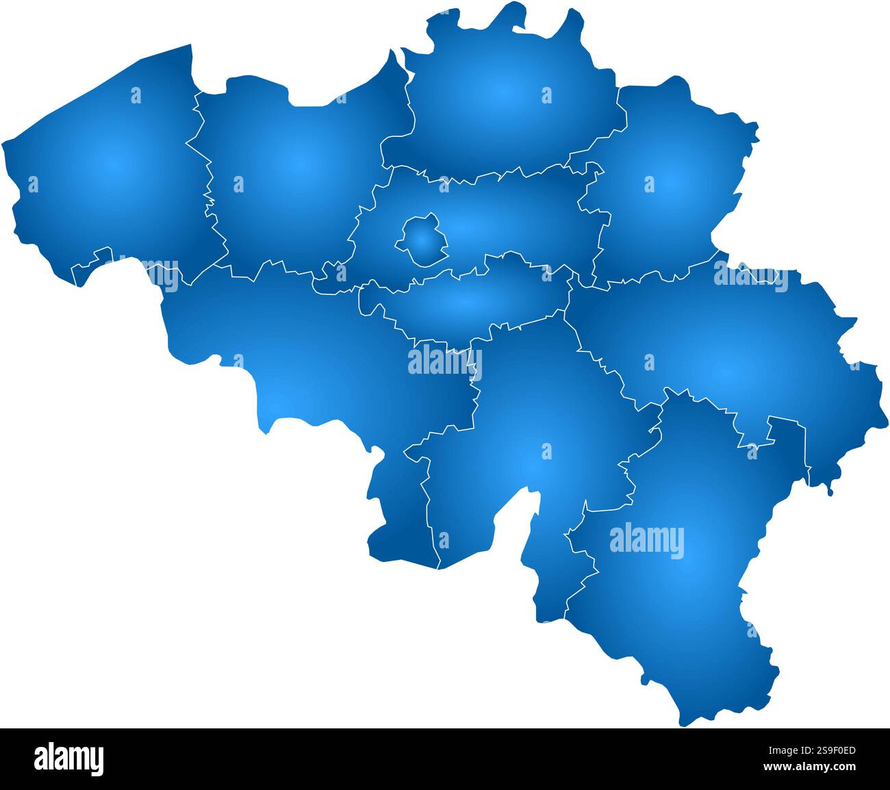 Map of Belgium with the provinces, filled with a radial gradient Stock ...