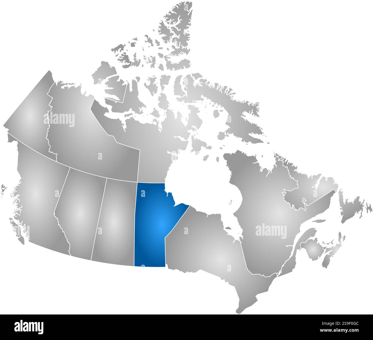 Map of Canada with the provinces, filled with a radial gradient ...