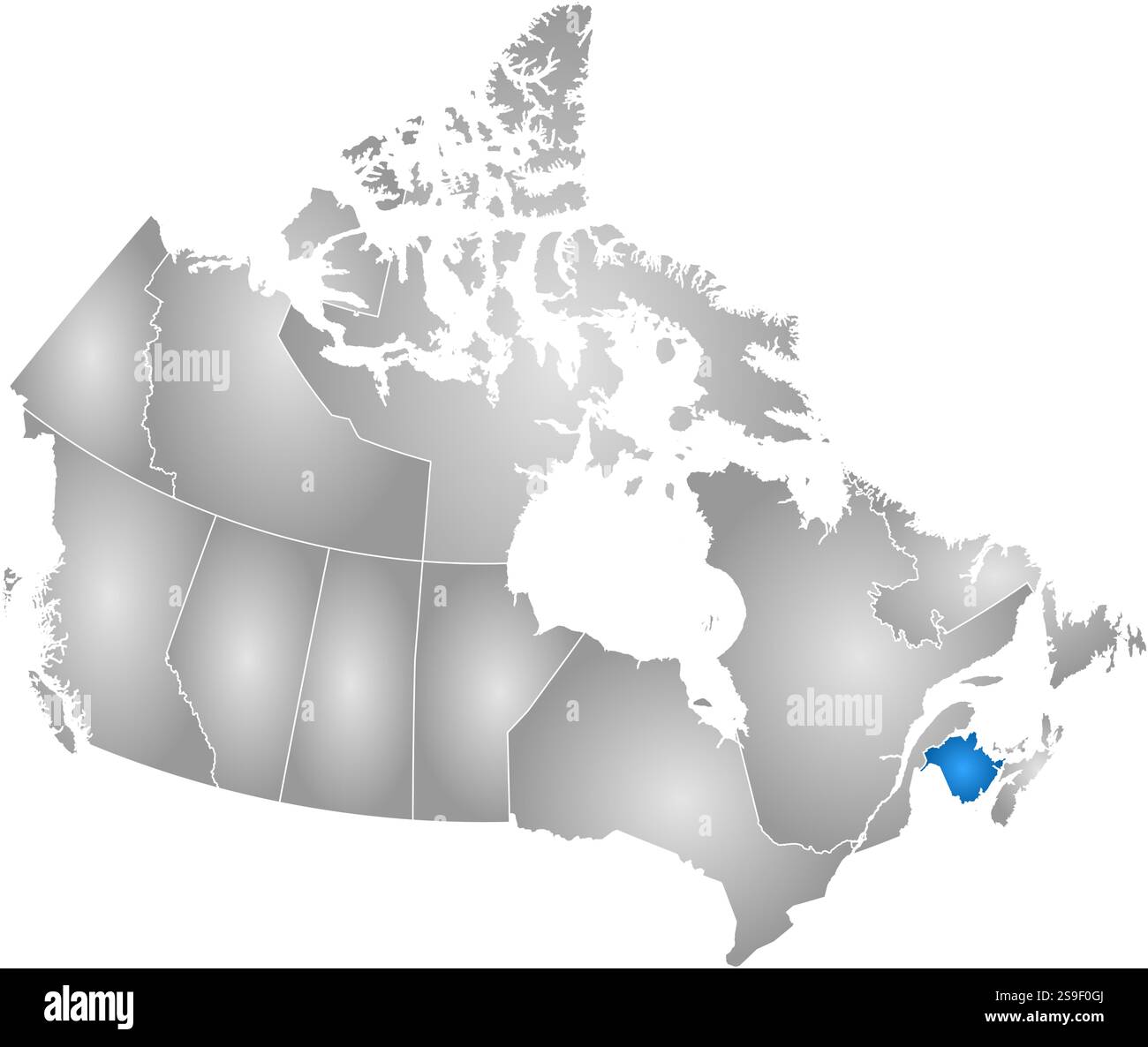 Map of Canada with the provinces, filled with a radial gradient, New ...