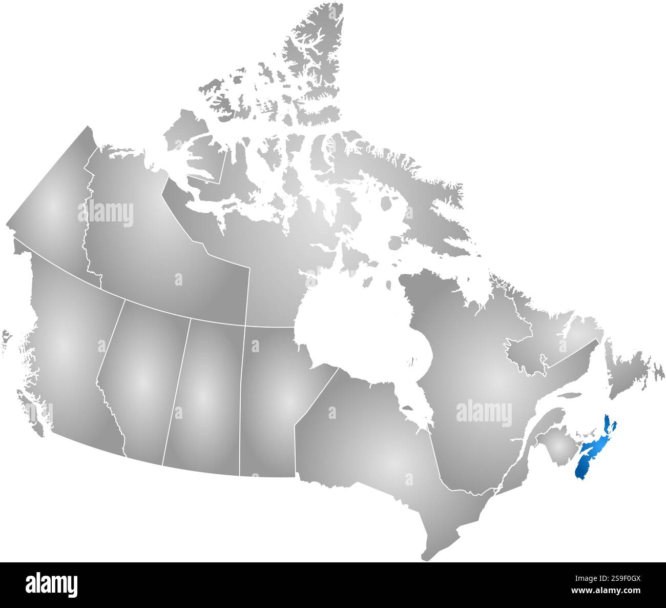 Map of Canada with the provinces, filled with a radial gradient, Nova ...
