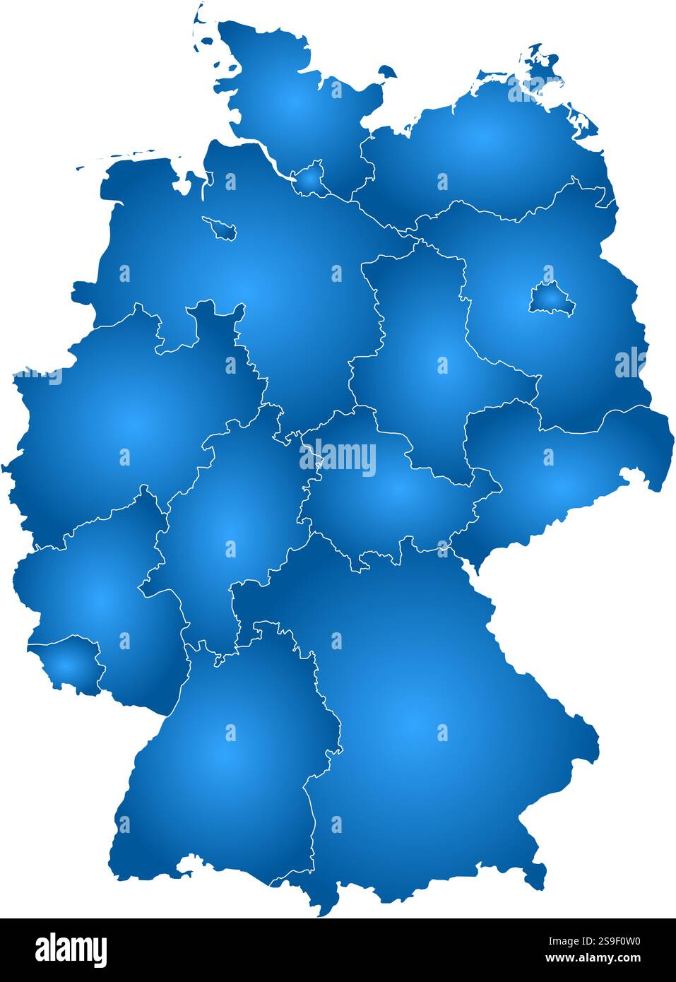 Map of Germany with the provinces, filled with a radial gradient Stock ...