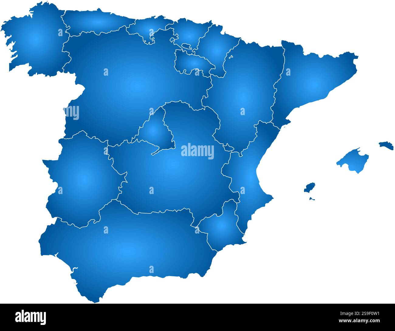 Map of Spain with the provinces, filled with a radial gradient Stock ...