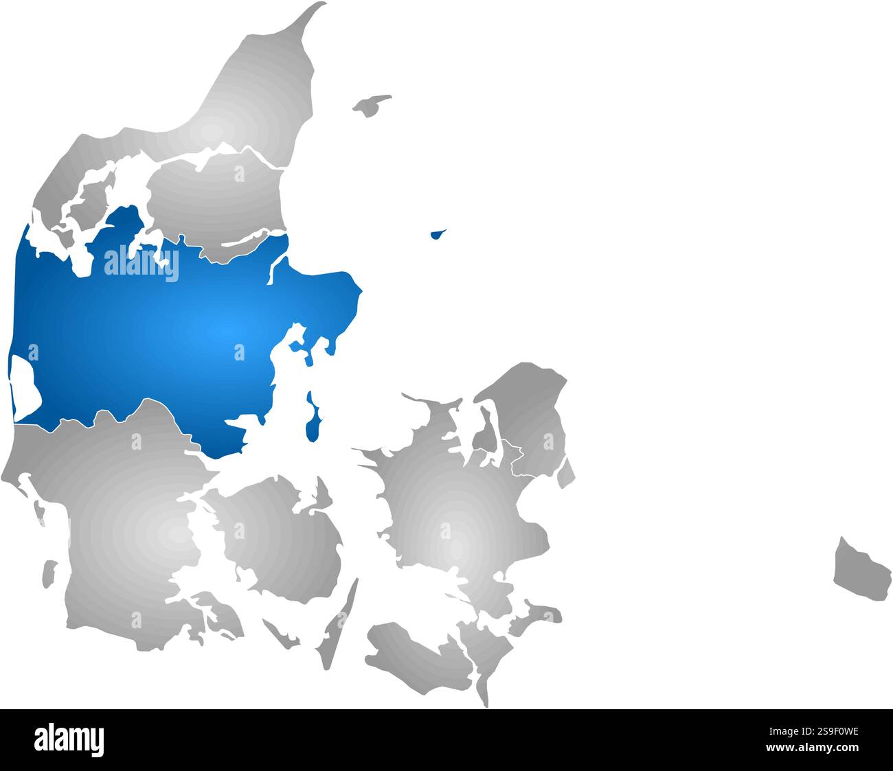 Map of Danmark with the provinces, filled with a radial gradient ...