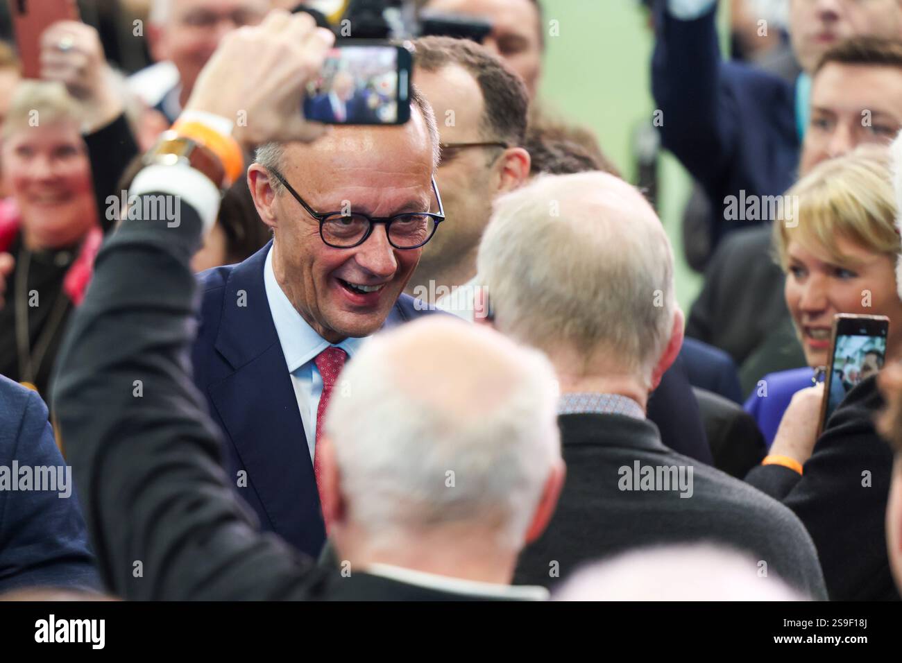 26 January 2025, North Rhine-Westphalia, Heek: Chancellor candidate ...