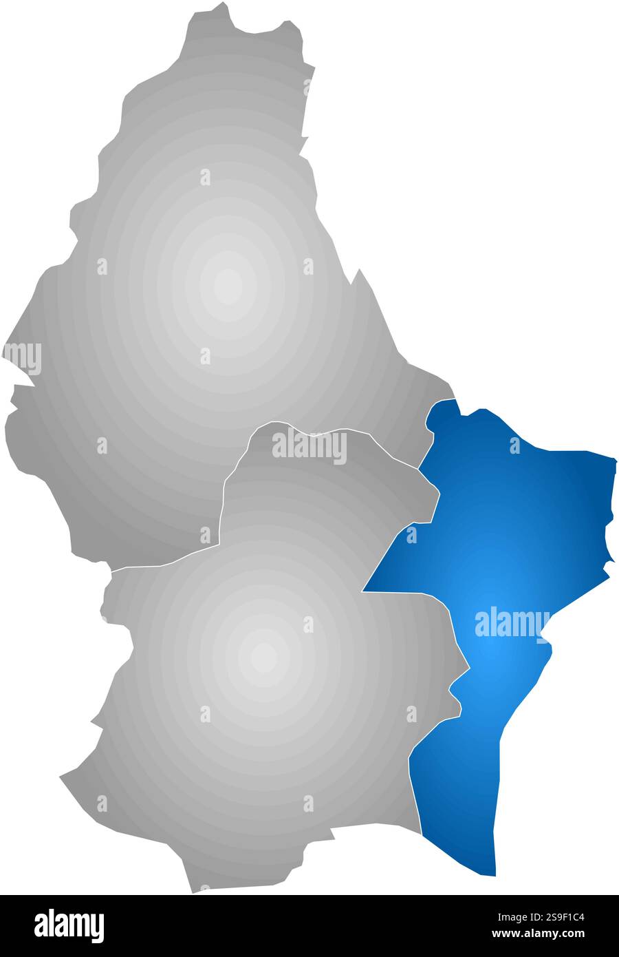 Map of Luxembourg with the provinces, filled with a radial gradient ...