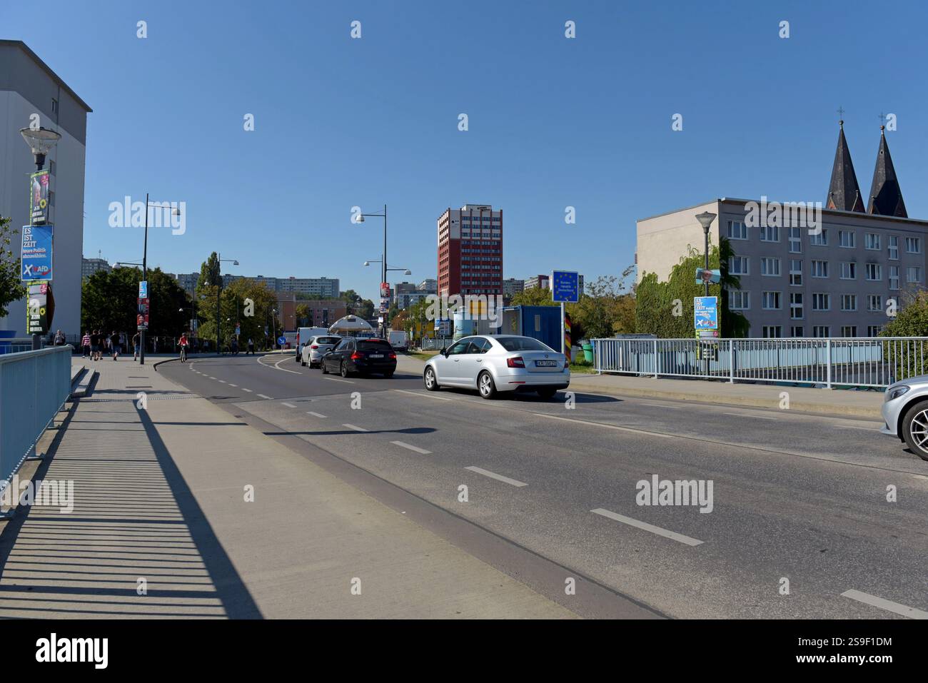 Cars crossing the Słubice / Frankfurt Oder Border Bridge on the German ...