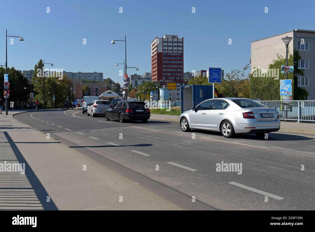 Cars crossing the Słubice / Frankfurt Oder Border Bridge on the German ...