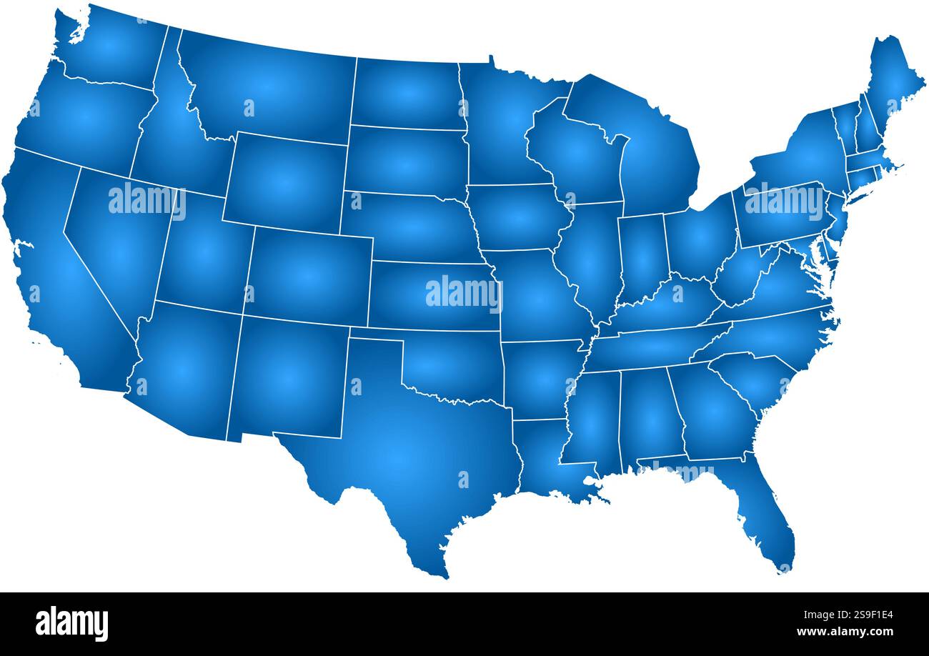 Map of United States with the provinces, filled with a radial gradient ...